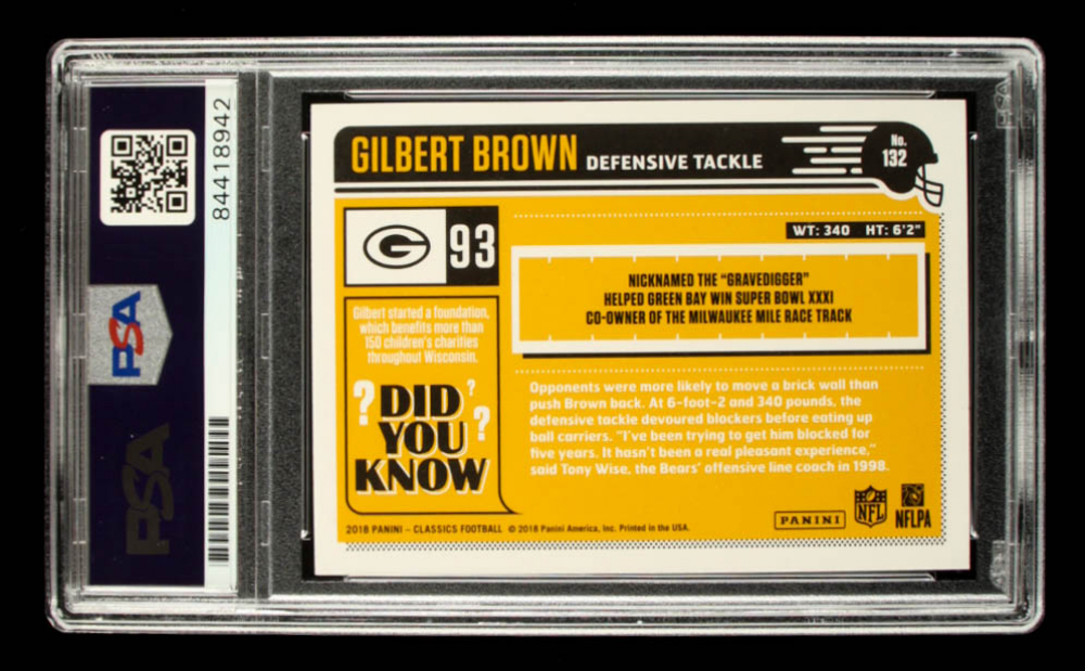 Gilbert Brown Signed 2018 Classics #132 (PSA) | Pristine Auction