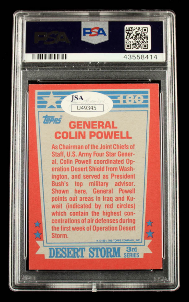 General Colin Powell Signed 1991 Desert Storm Topps #180 (PSA & JSA ...