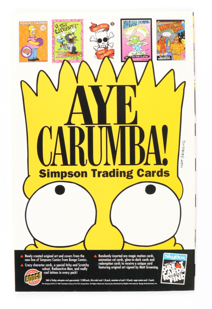 Tone Rodriguez Signed 1994 "Itchy & Scratchy" Issue #2 Bongo Comic Book ...