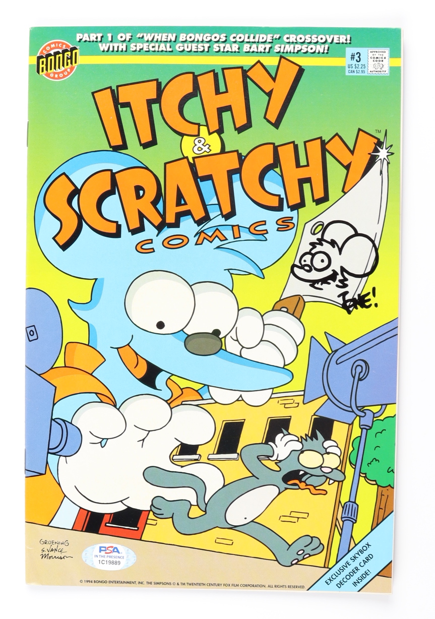 Tone Rodriguez Signed 1994 "Itchy & Scratchy" Issue #3 Bongo Comic Book ...