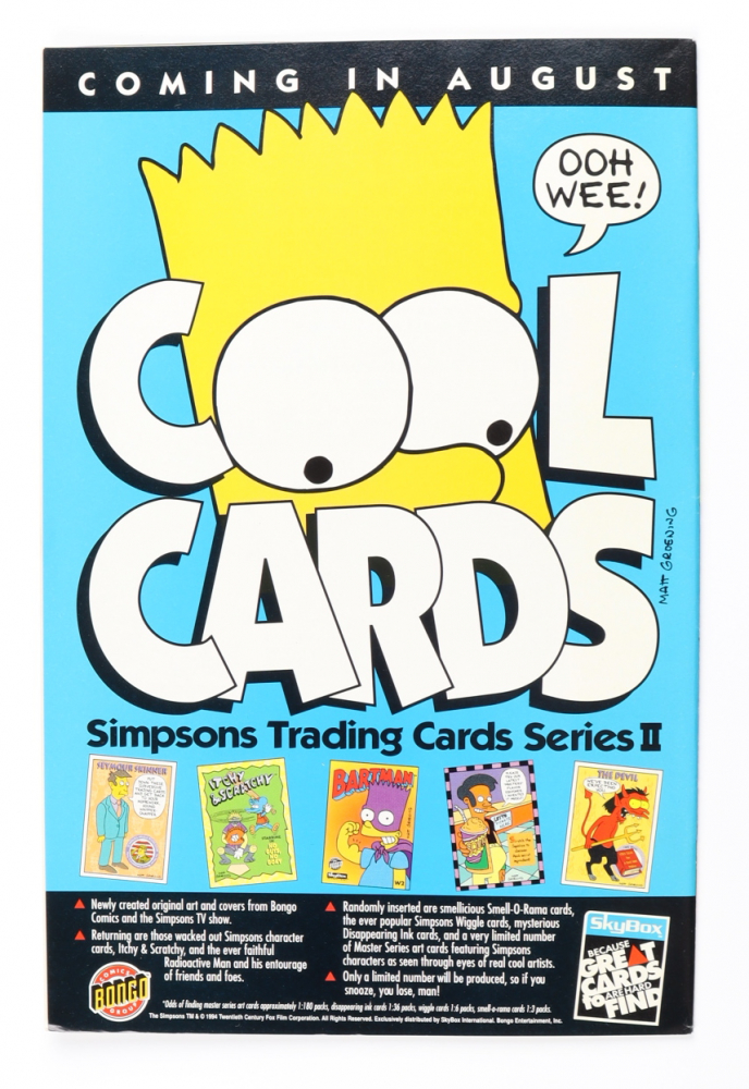 Tone Rodriguez Signed 1994 "Itchy & Scratchy" Issue #3 Bongo Comic Book ...