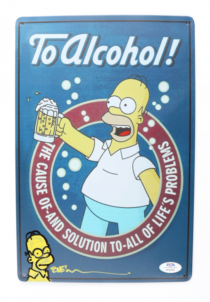 Tone Rodriguez Signed "The Simpsons" Homer Simpson 8x12 Metal Sign with ...