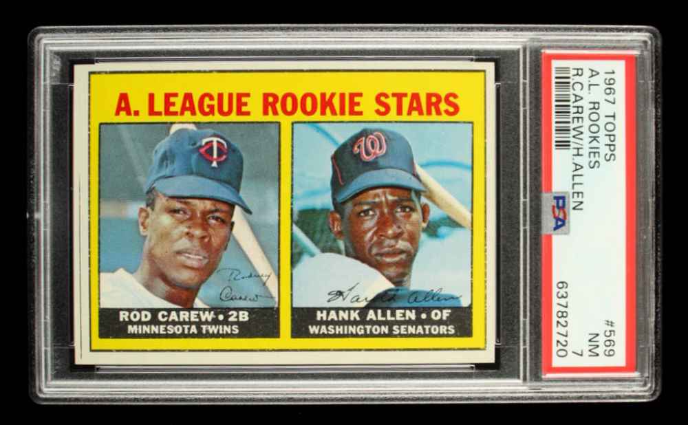 Rod Carew RC / Hank Allen 1967 Topps #569 Rookie Stars RC DP (PSA 7 ...
