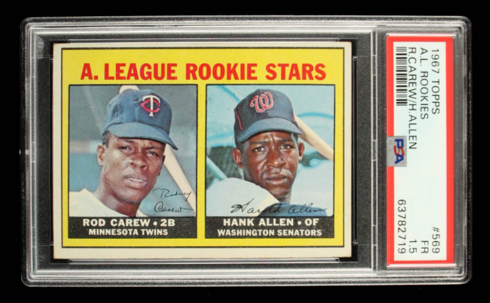 Rod Carew RC / Hank Allen 1967 Topps #569 Rookie Stars RC DP (PSA 1.5 ...