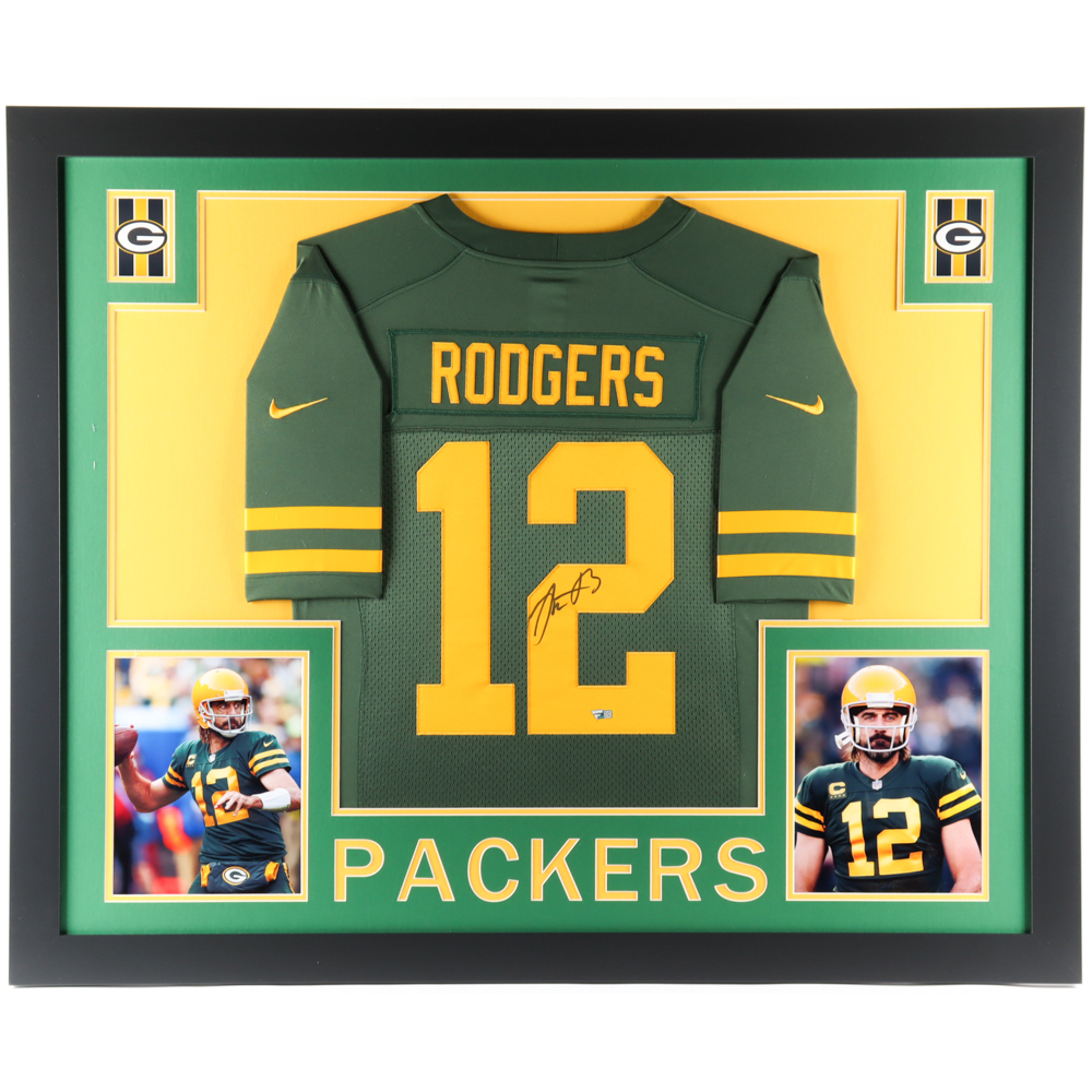 Aaron Rodgers Signed Packers 35x43 Custom Framed Jersey Display ...