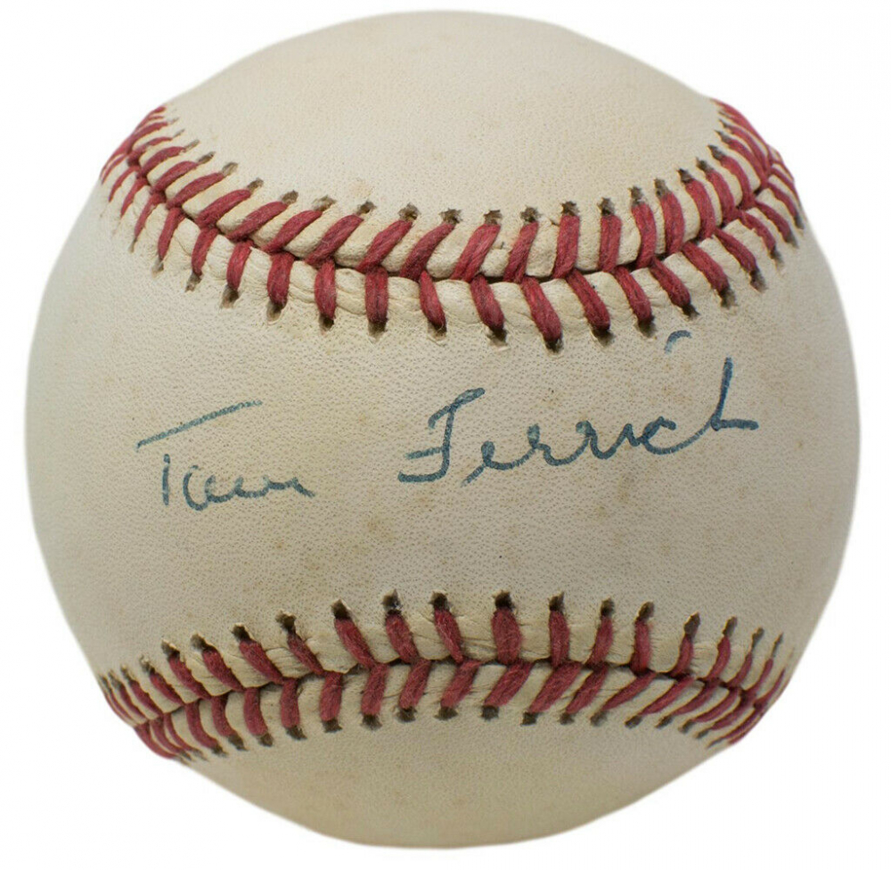 Tom Ferrick Signed OAL Baseball with Display Case (JSA) | Pristine Auction