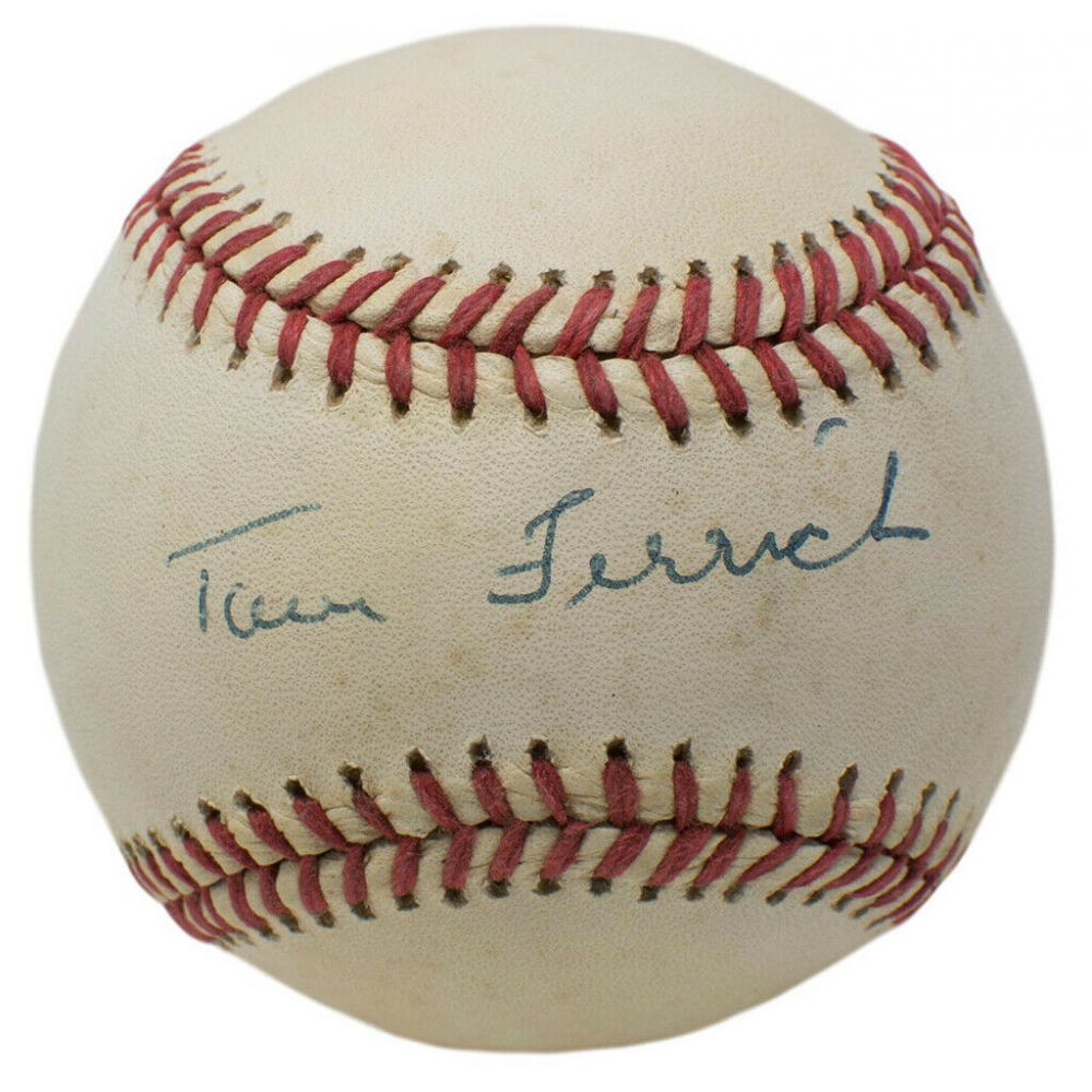 Tom Ferrick Signed OAL Baseball with Display Case (JSA) | Pristine Auction