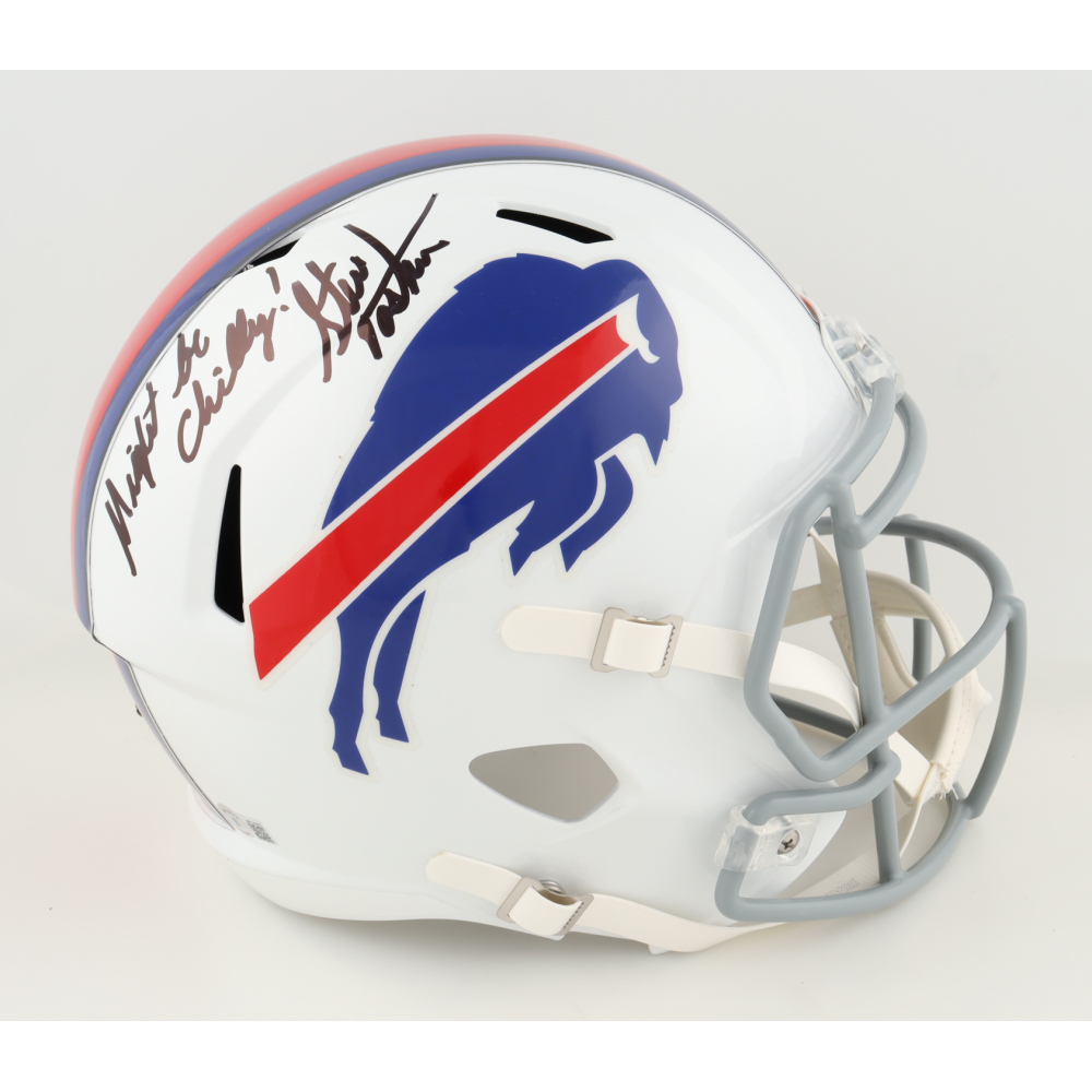 Steve Tasker Signed Bills Full-Size Speed Helmet Inscribed "Might Be ...