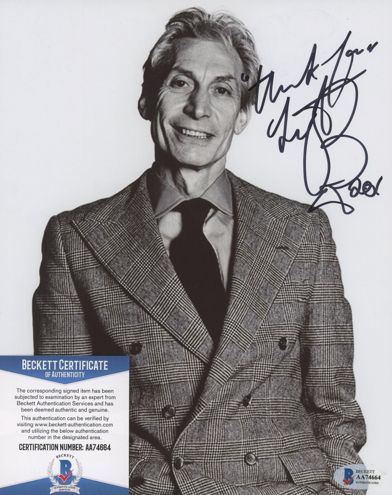 Charlie Watts Signed "The Rolling Stones" 8x10 Photo Inscribed "Thank ...