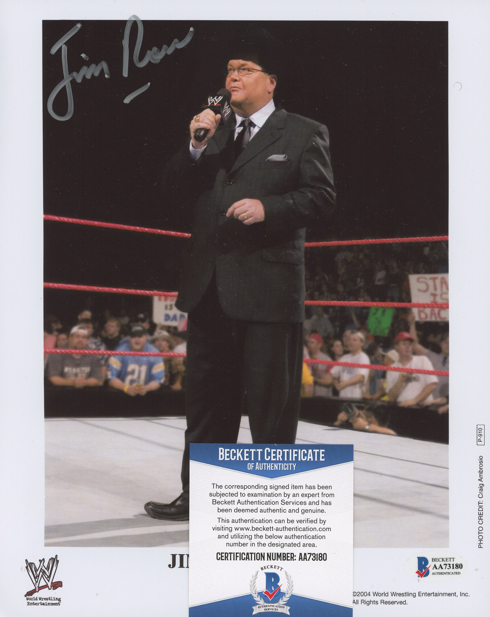 Jim Ross Signed WWE 8x10 Photo (Beckett) | Pristine Auction