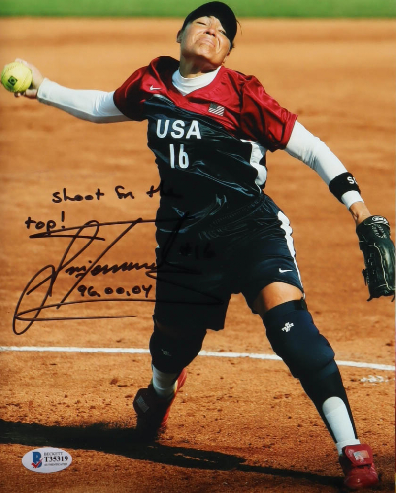 Lisa Fernandez Signed Team USA 8x10 Photo Inscribed "Shoot for the Top ...