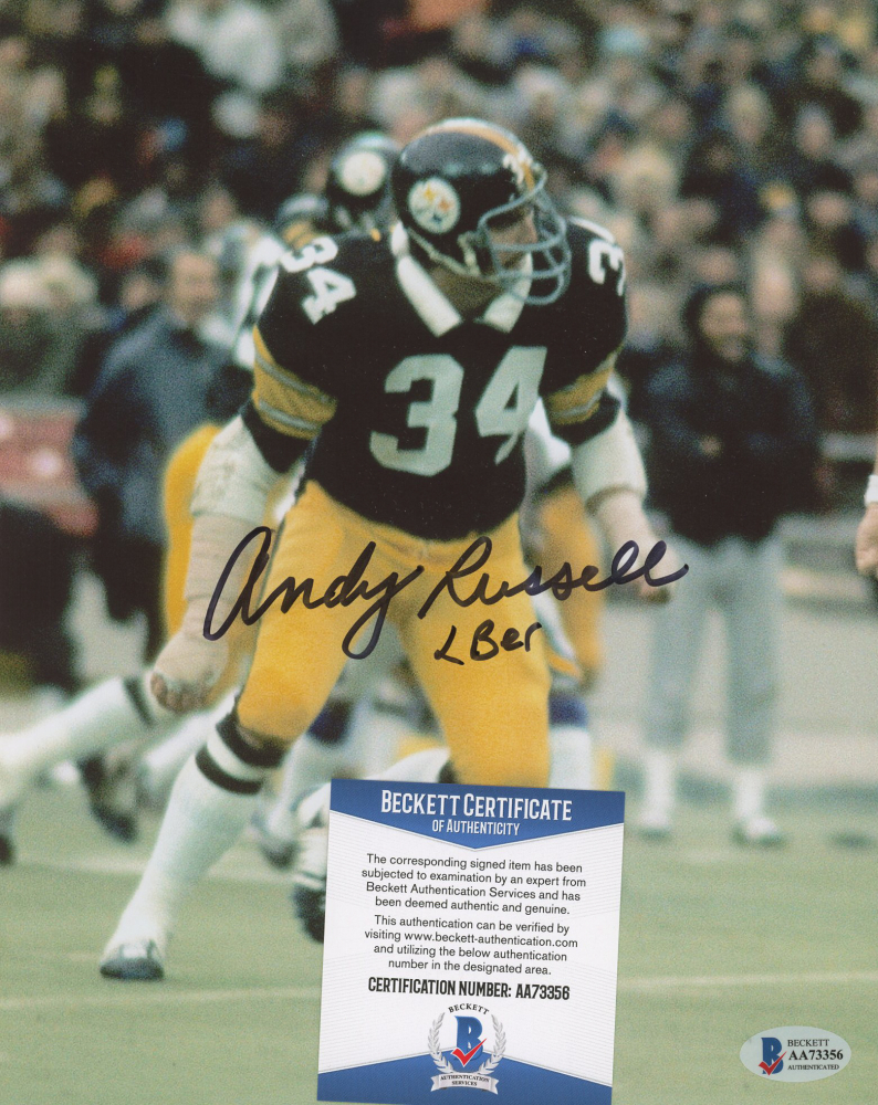 Andy Russell Signed Steelers 8x10 Photo Inscribed "LBer" (Beckett ...