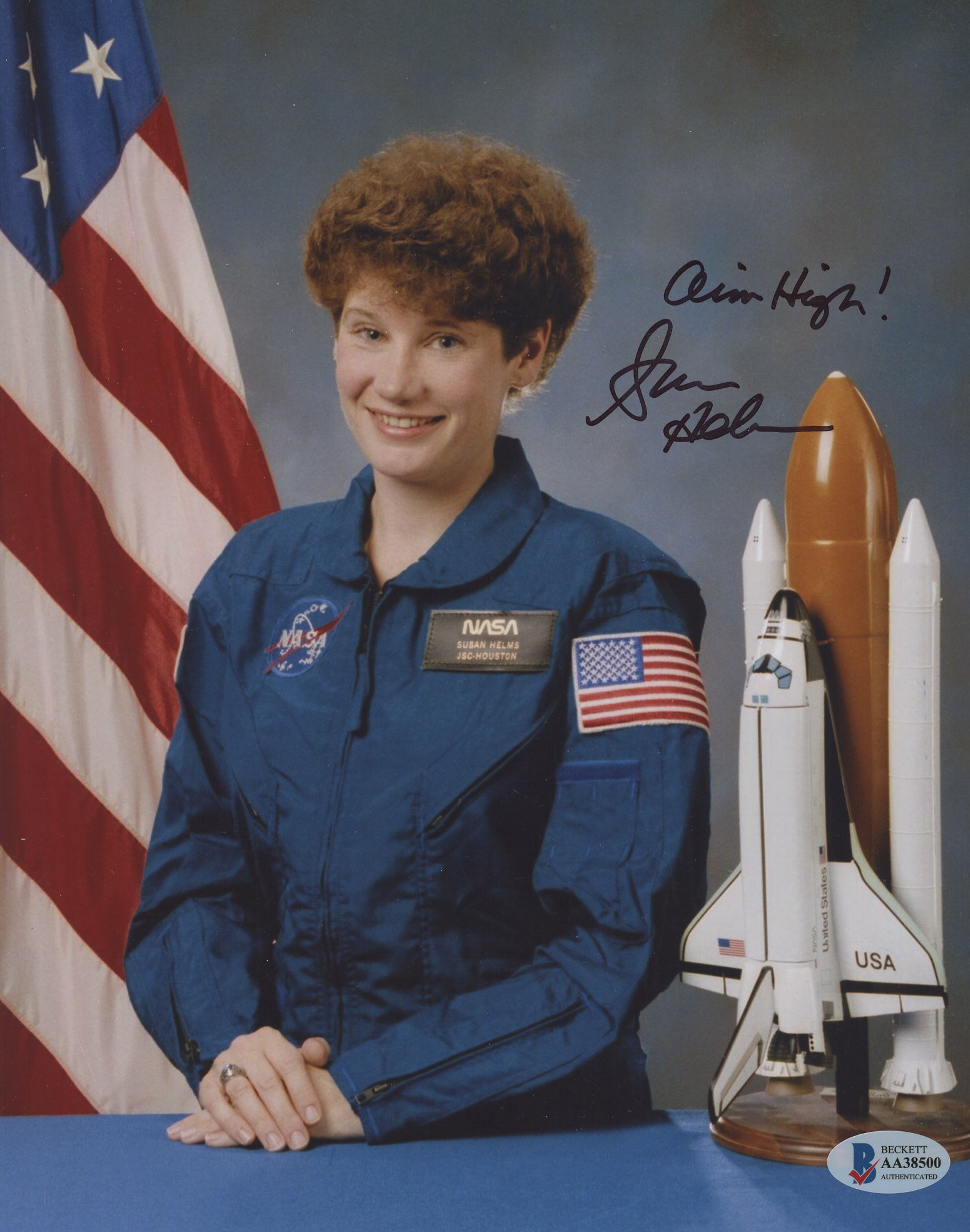 Susan Helms Signed 8x10 Photo Inscribed "Aim High!" (Beckett ...