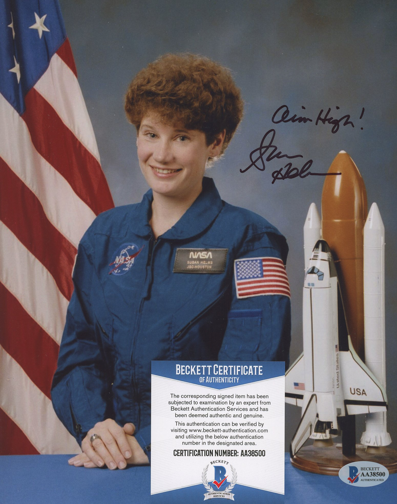 Susan Helms Signed 8x10 Photo Inscribed "Aim High!" (Beckett ...