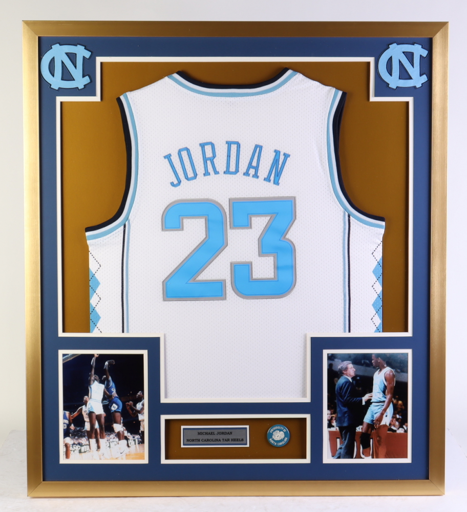 Michael Jordan North Carolina Tar Heels 32x36 Custom Framed Jersey Display | Pristine Auction