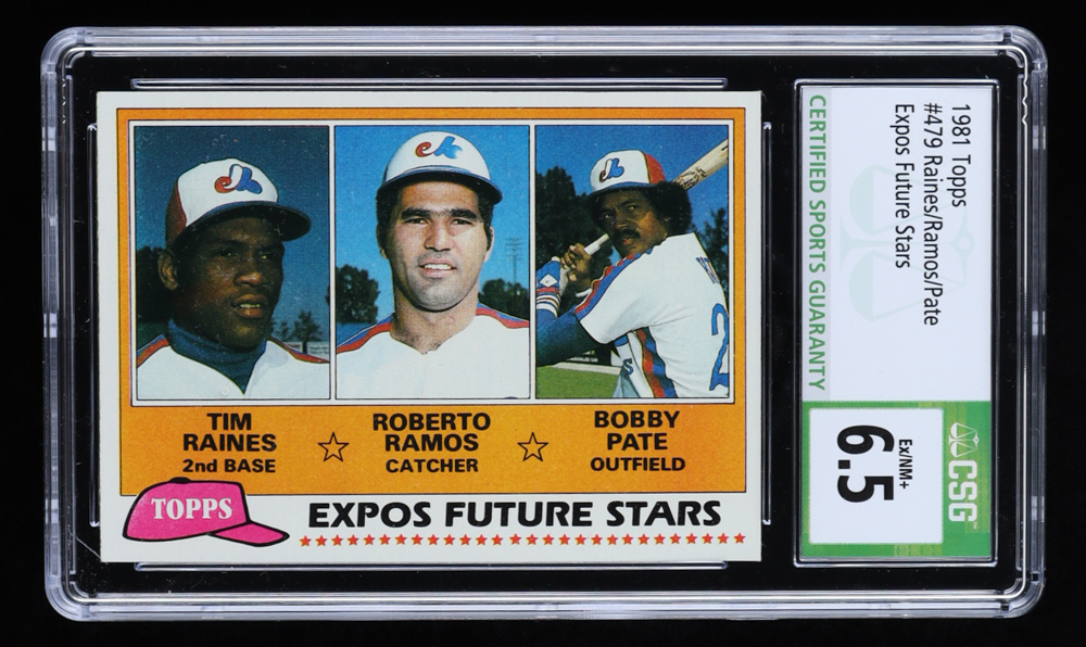 Tim Raines / Roberto Ramos / Bobby Pate 1981 Topps #479 RC (CSG 6.5 ...