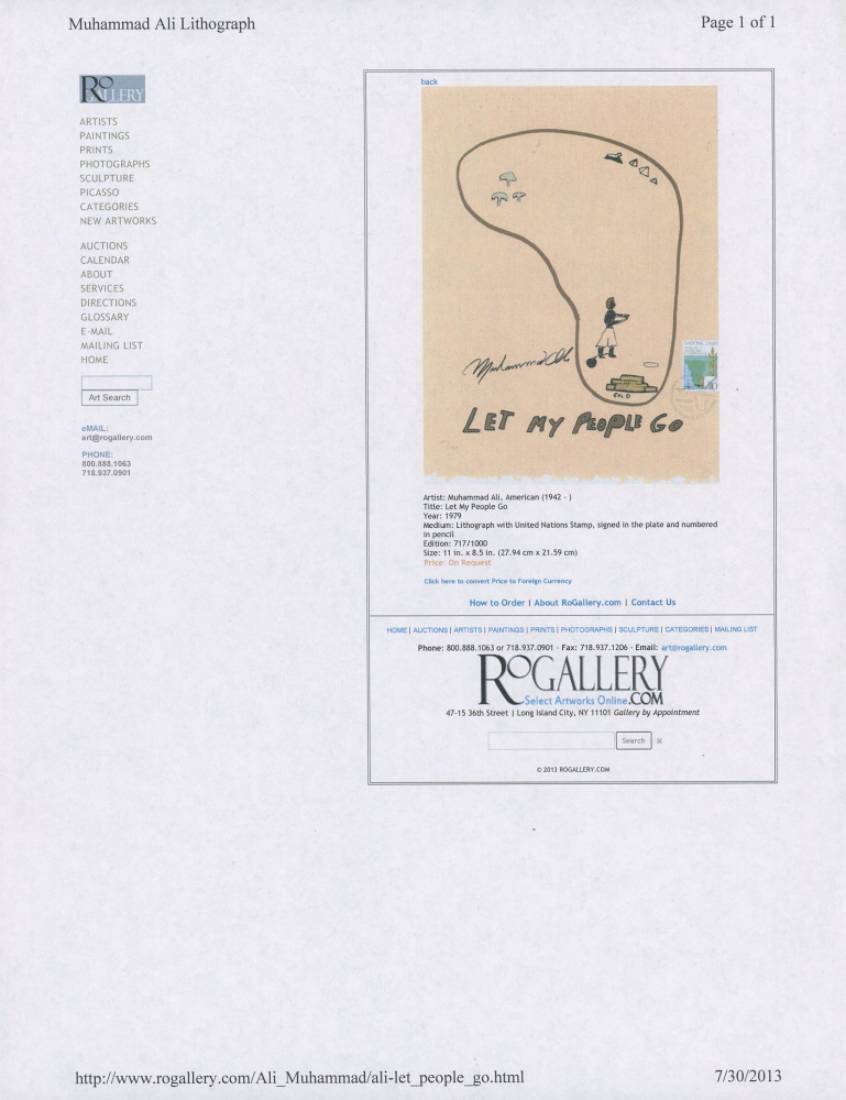 Muhammad Ali "Let My People Go" 8.5x11 LE Lithograph | Pristine Auction