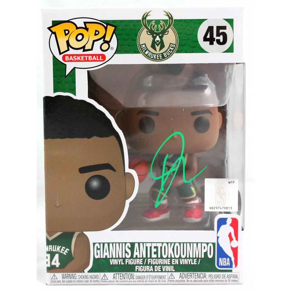 Giannis Antetokounmpo Signed Bucks #45 Funko Pop! Vinyl Figure (Beckett ...