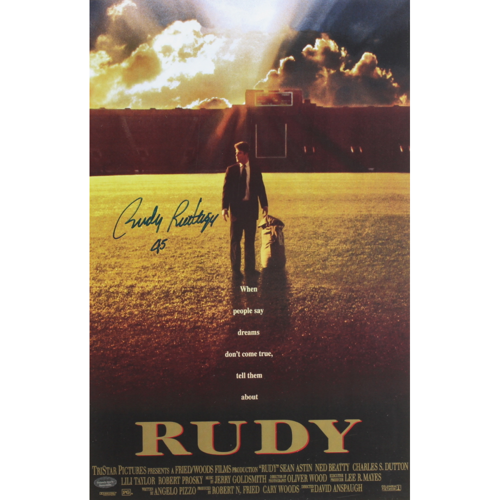 Rudy Ruettiger Signed "Rudy" 11x17 Movie Poster (Schwartz) | Pristine ...