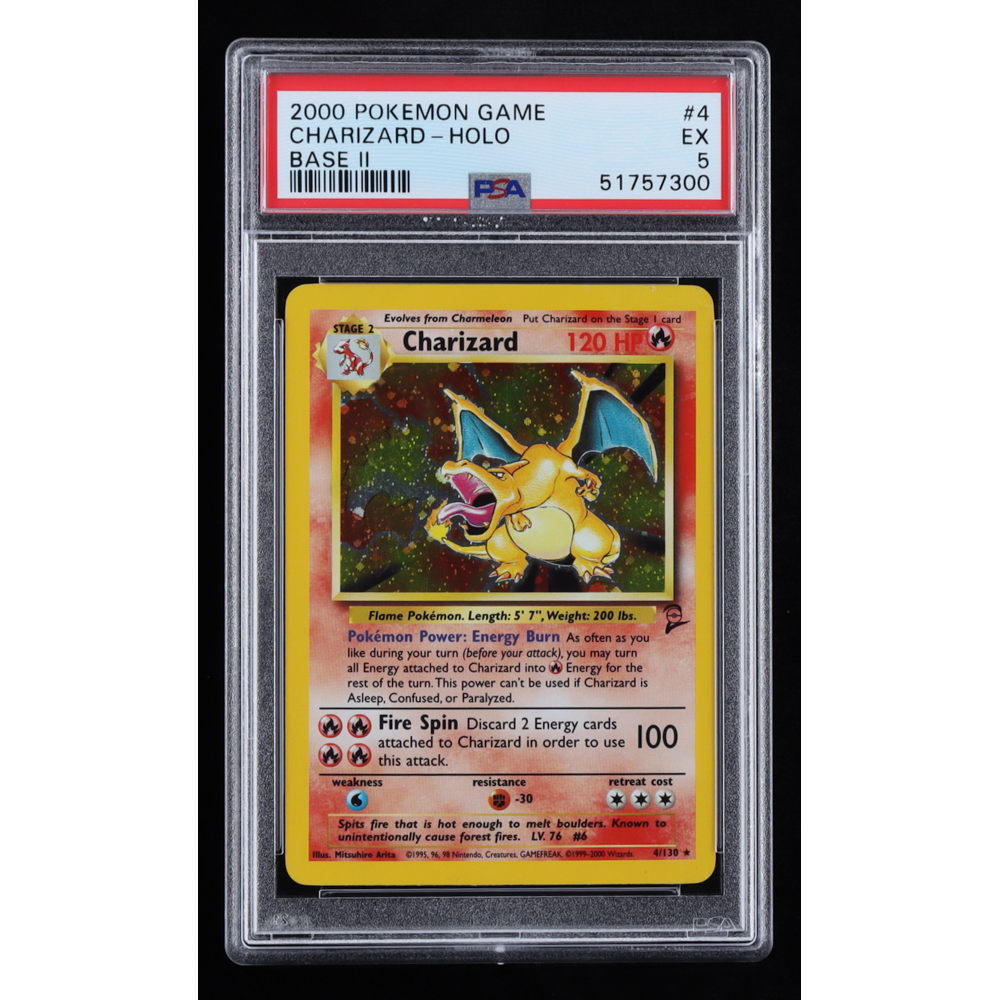 Charizard 2000 Pokemon Base 2 Unlimited Holo #4 (PSA 5) | Pristine Auction