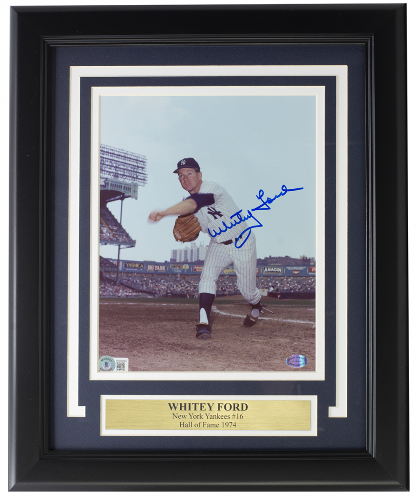 Whitey Ford Signed Yankees 8x10 Custom Framed Photo (Beckett ...