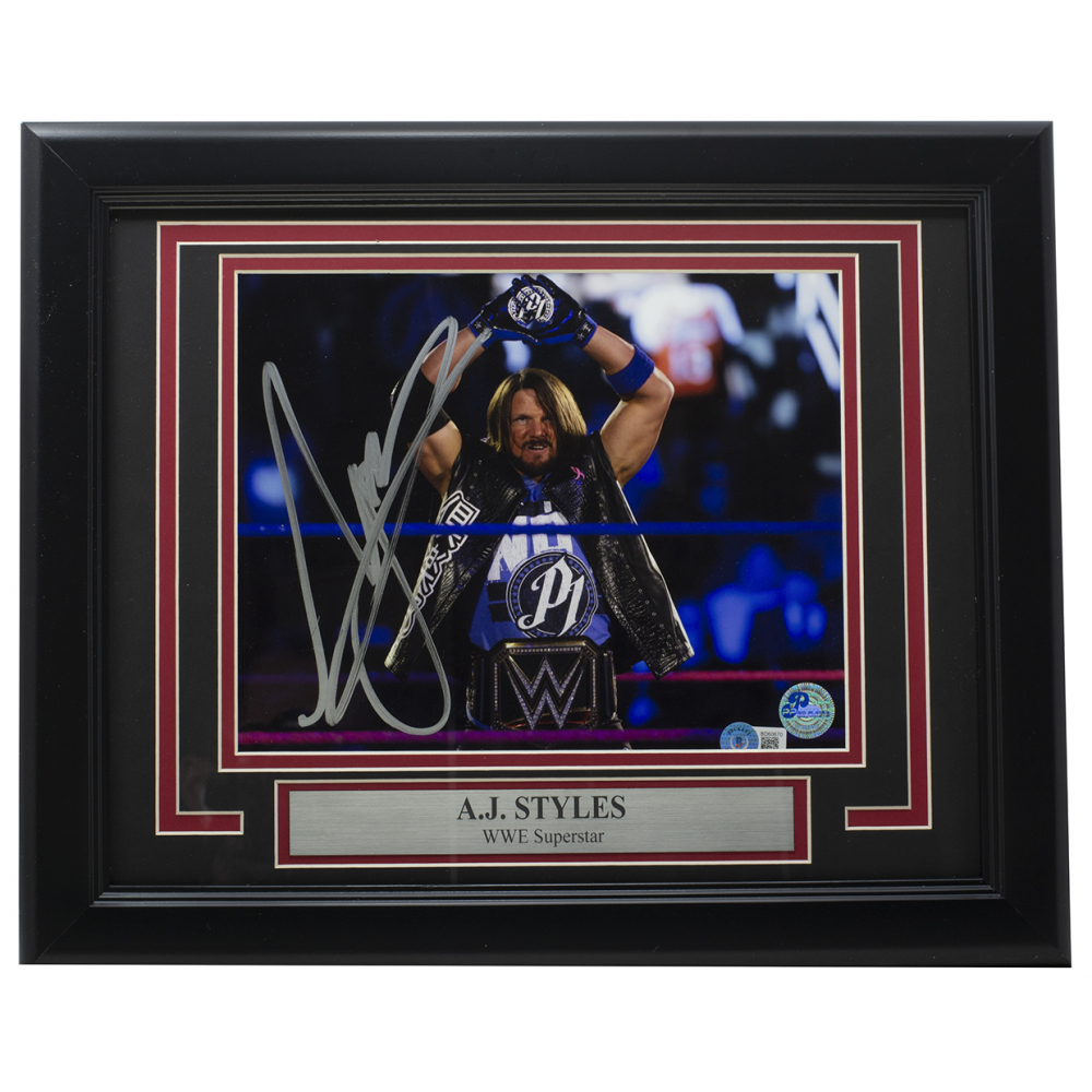AJ Styles Signed WWE 8x10 Custom Framed Photo (Beckett & Pro Player ...