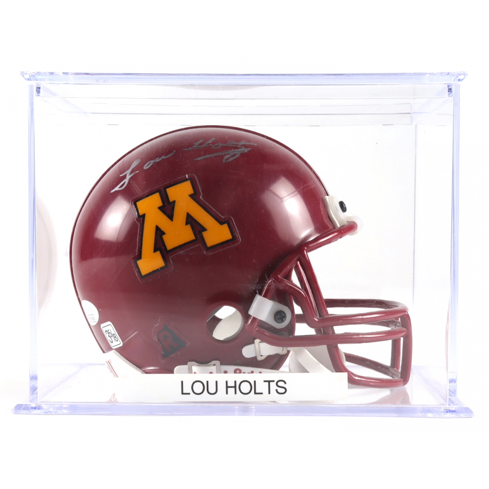 Lou Holtz Signed MInnesota Golden Gophers Mini Helmet With Display Case ...