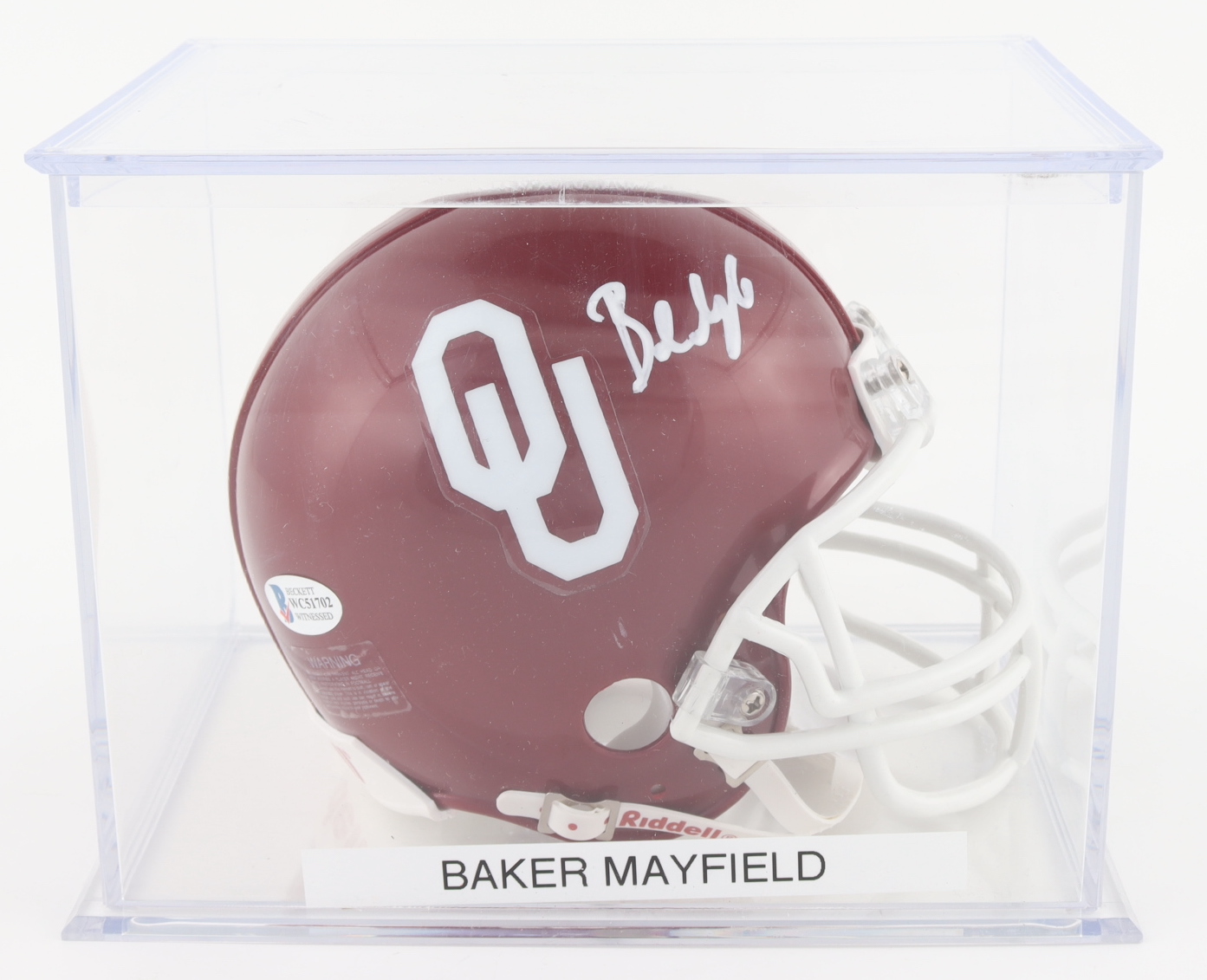 Baker Mayfield Signed Oklahoma Sooners Mini Helmet With Display Case ...