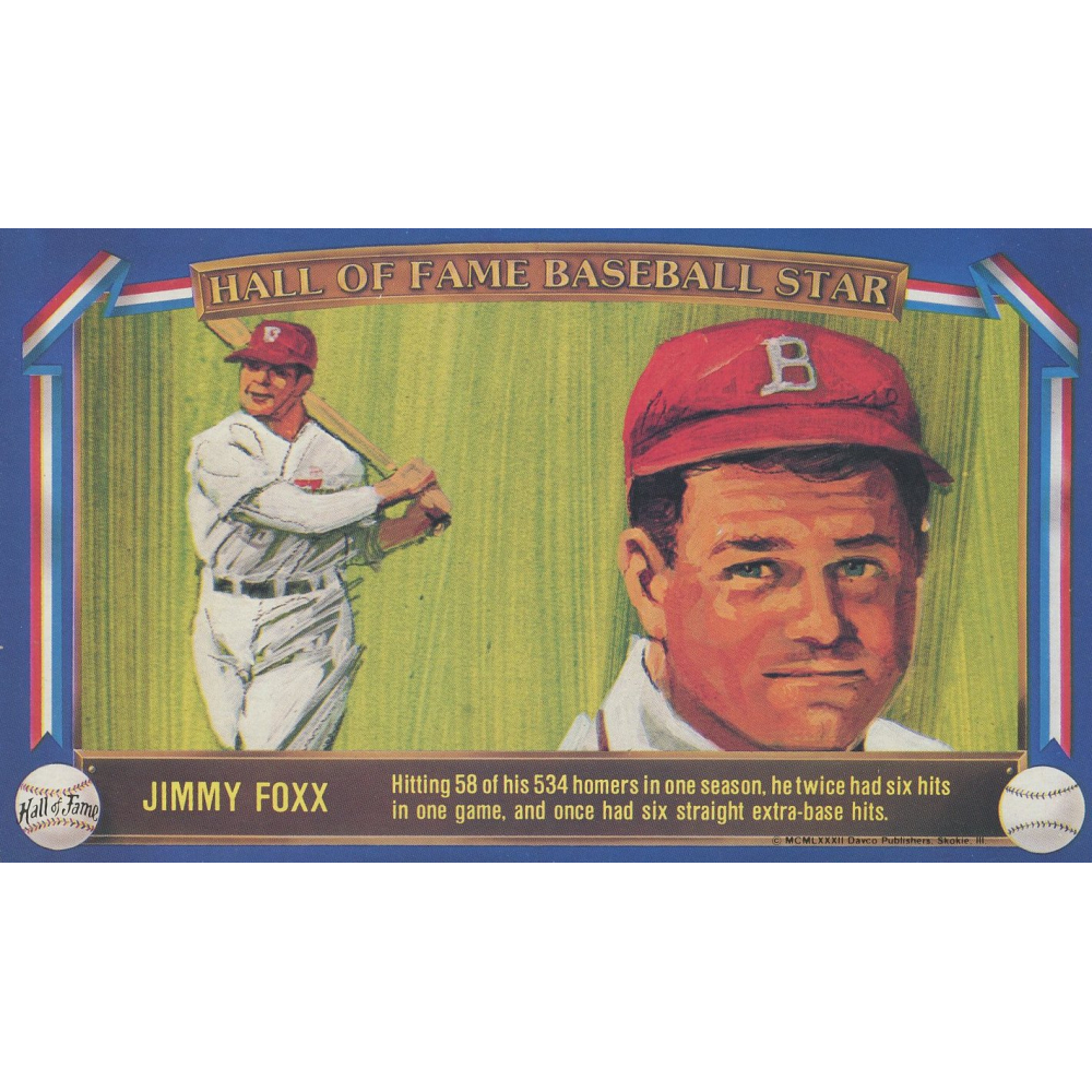 Jimmie Foxx 1982 Hall of Fame Baseball Star Card | Pristine Auction