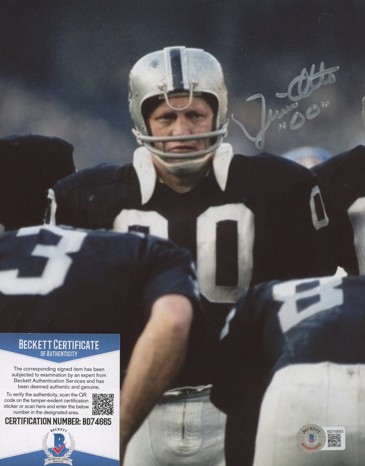 Jim Otto Signed Raiders 8x10 Photo (Beckett) | Pristine Auction