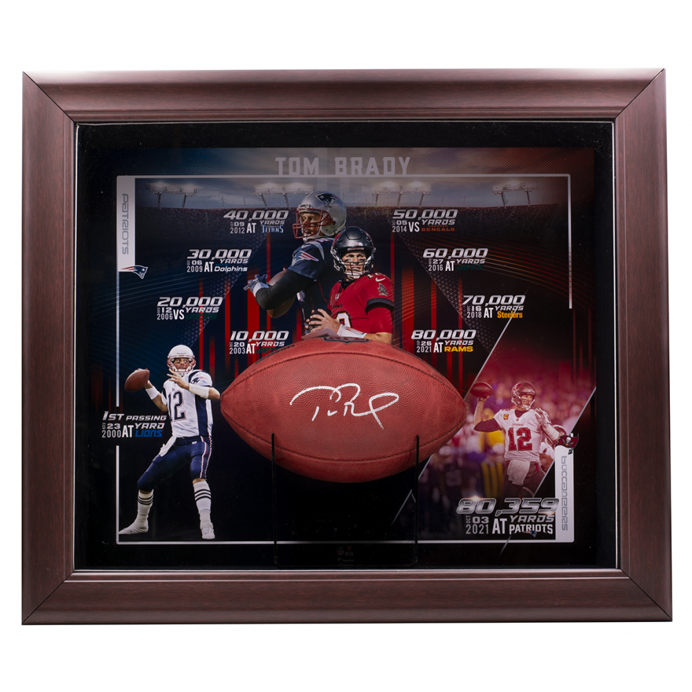 Tom Brady Signed 25x28 Custom Framed "The Duke" NFL Football Shadowbox ...