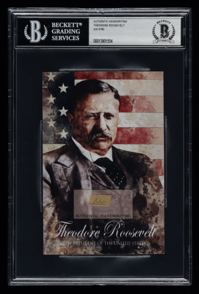 Theodore Roosevelt 4x6 Photo with Authentic Hand-Written Word Cut (BGS ...