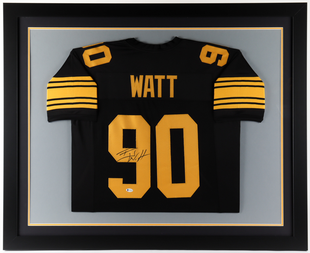 T.J. Watt Signed 35.5x43.5 Custom Framed Jersey Display (Beckett ...