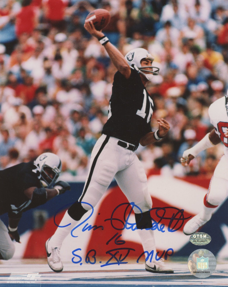 Jim Plunkett Signed Raiders 8x10 Photo Inscribed "S.B. XV MVP ...