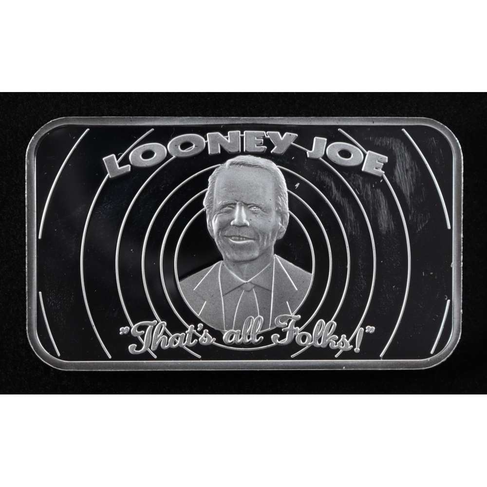 1 Troy oz .999 Joe Biden "Looney Joe" Silver Bullion Bar | Pristine Auction