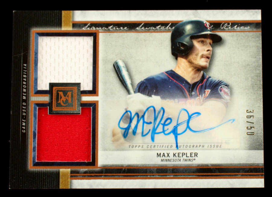 Max Kepler 2020 Topps Museum Collection Signature Swatches Dual Relic ...