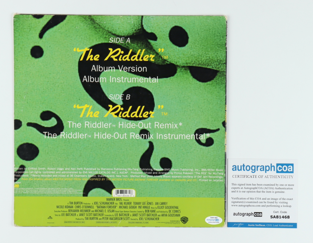 Method Man Signed "The Riddler" Vinyl Record Album Cover (ACOA ...