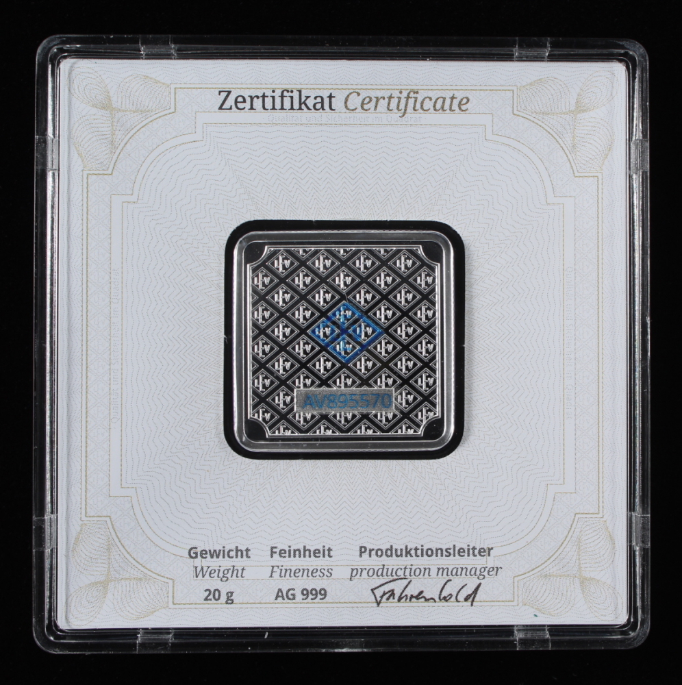 20 Gram .999 Fine Silver Geiger Bullion Square Bar Encapsulated with ...