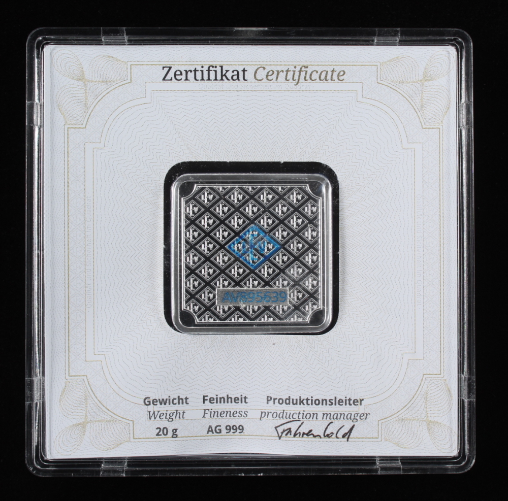 20 Gram .999 Fine Silver Geiger Bullion Square Bar Encapsulated with ...