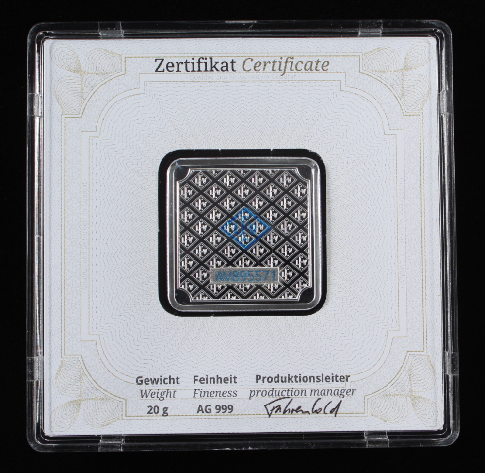 20 Gram .999 Fine Silver Geiger Bullion Square Bar Encapsulated with ...