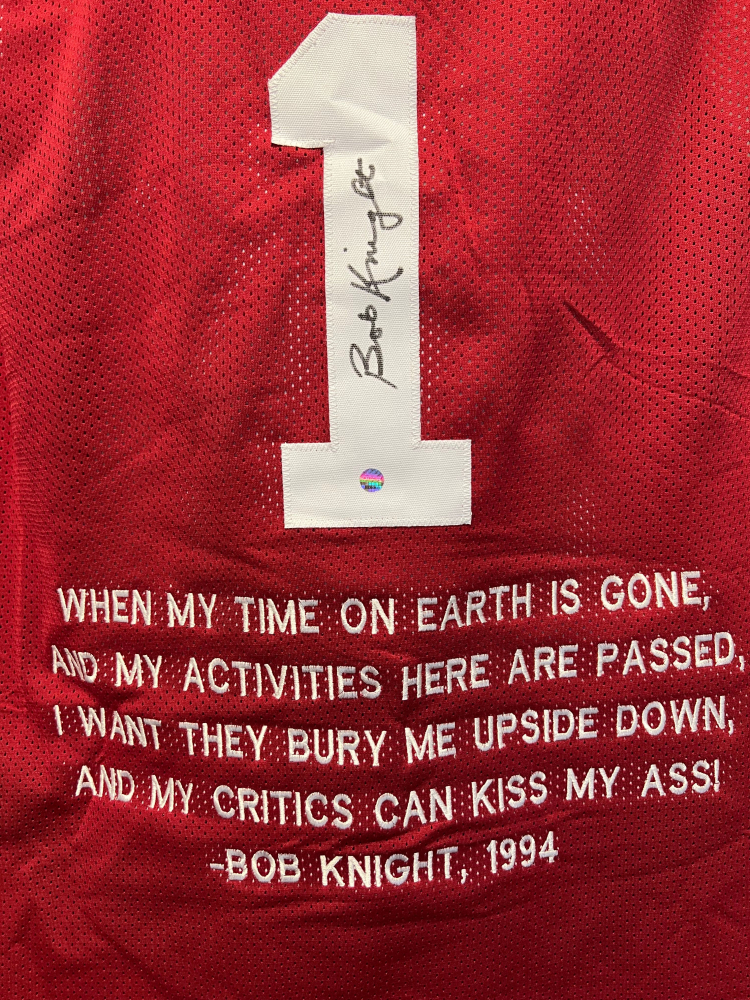 Bobby Knight Signed Jersey with Custom Stitched Quote (Steiner ...