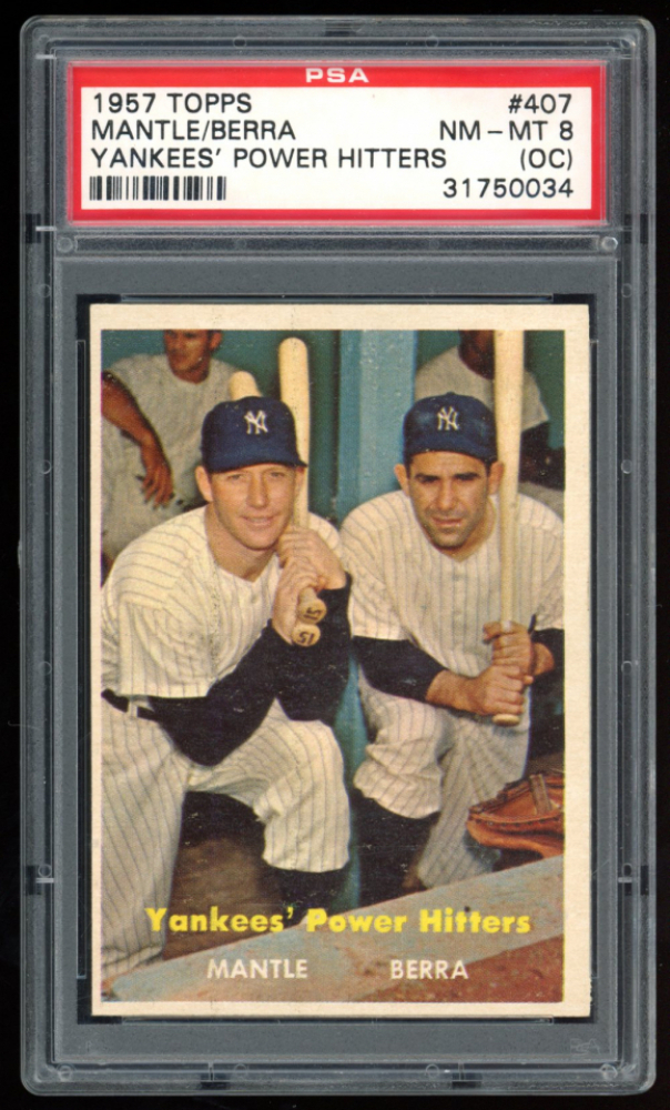Mickey Mantle & Yogi Berra 1957 Topps #407 Yankees Power Hitters (PSA 8 ...