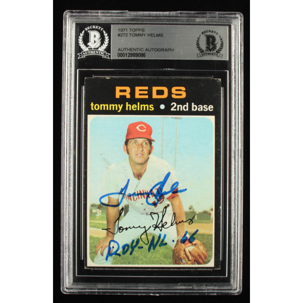 Tommy Helms Signed 1971 Topps #272 Inscribed "ROY-NL-66" (BGS ...