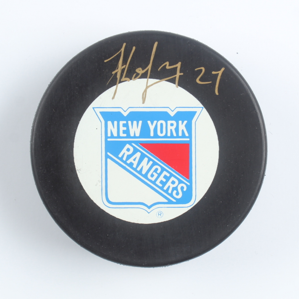 Alexei Kovalev Signed Rangers Logo Hockey Puck (JSA) | Pristine Auction