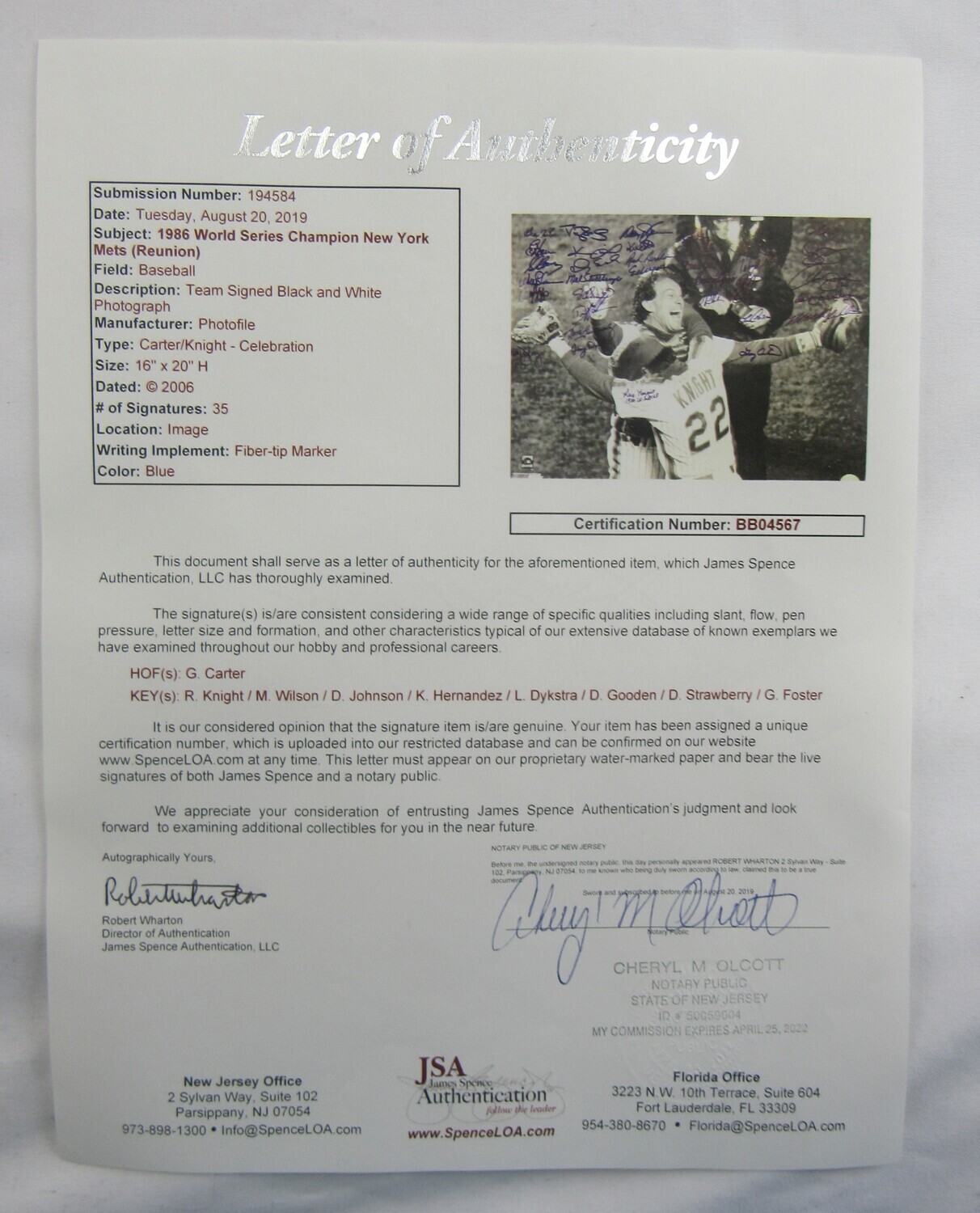 1986 Mets 16x20 Photo Team-Signed by (35) with George Foster, Ed Hearn ...