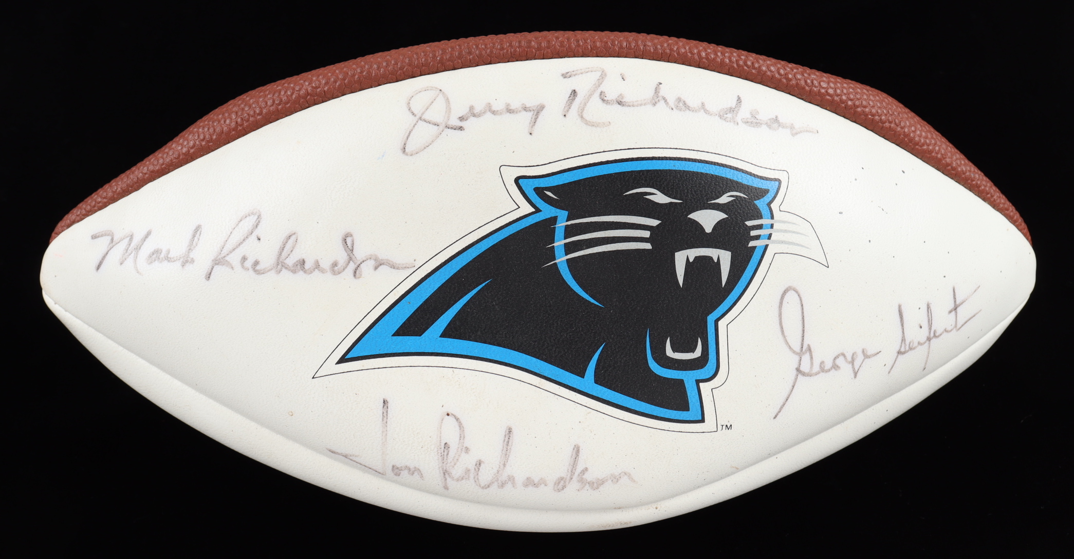 Panthers Logo Football Signed By George Seifert, Jerry Richardson, Mark ...