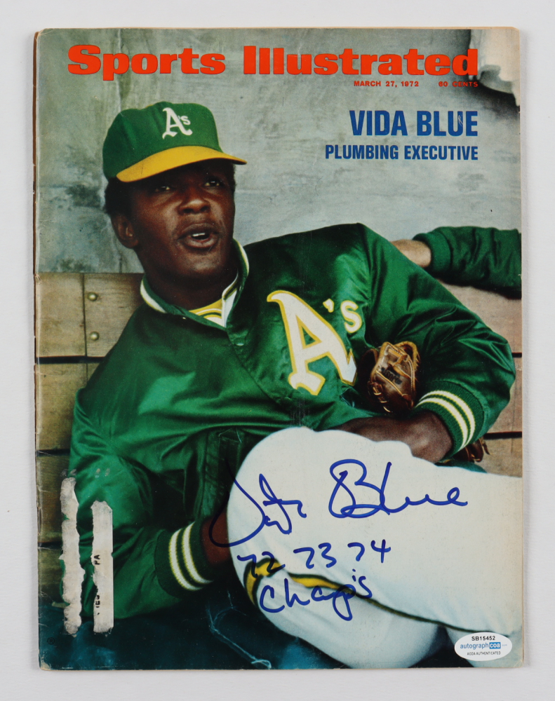 Vida Blue Signed 1972 Sports Illustrated Magazine Inscribed "72 73 74 ...