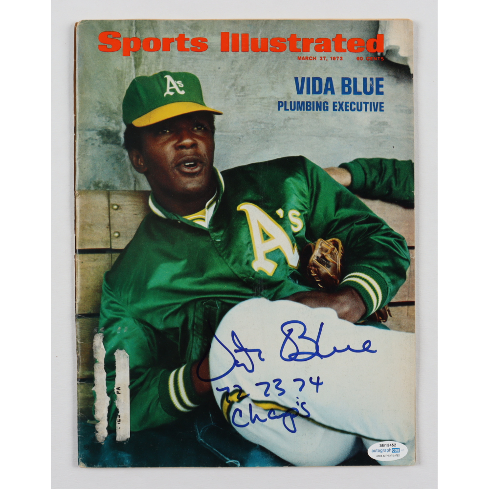 Vida Blue Signed 1972 Sports Illustrated Magazine Inscribed "72 73 74 ...