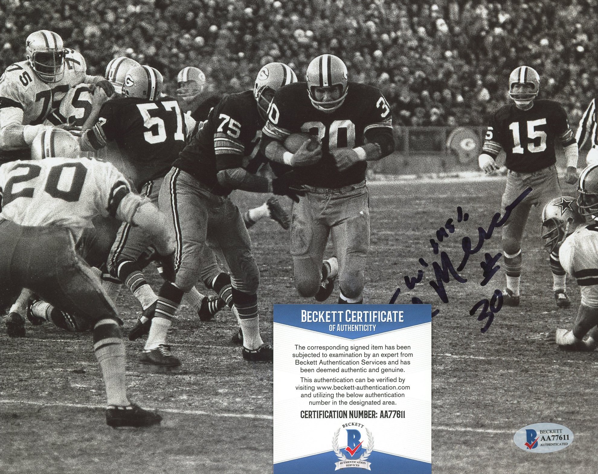 Chuck Mercein Signed Packers 8x10 Photo Inscribed "Best Wishes ...