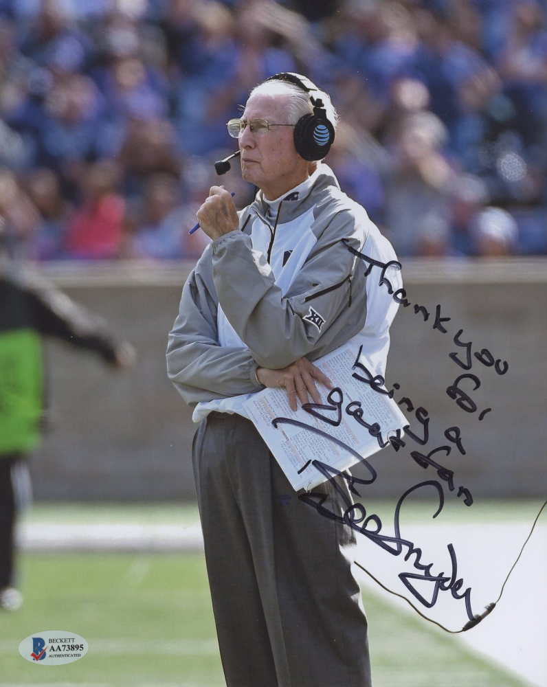 Bill Snyder Signed Kansas State Wildcats 8x10 Photo Inscribed "Thank ...